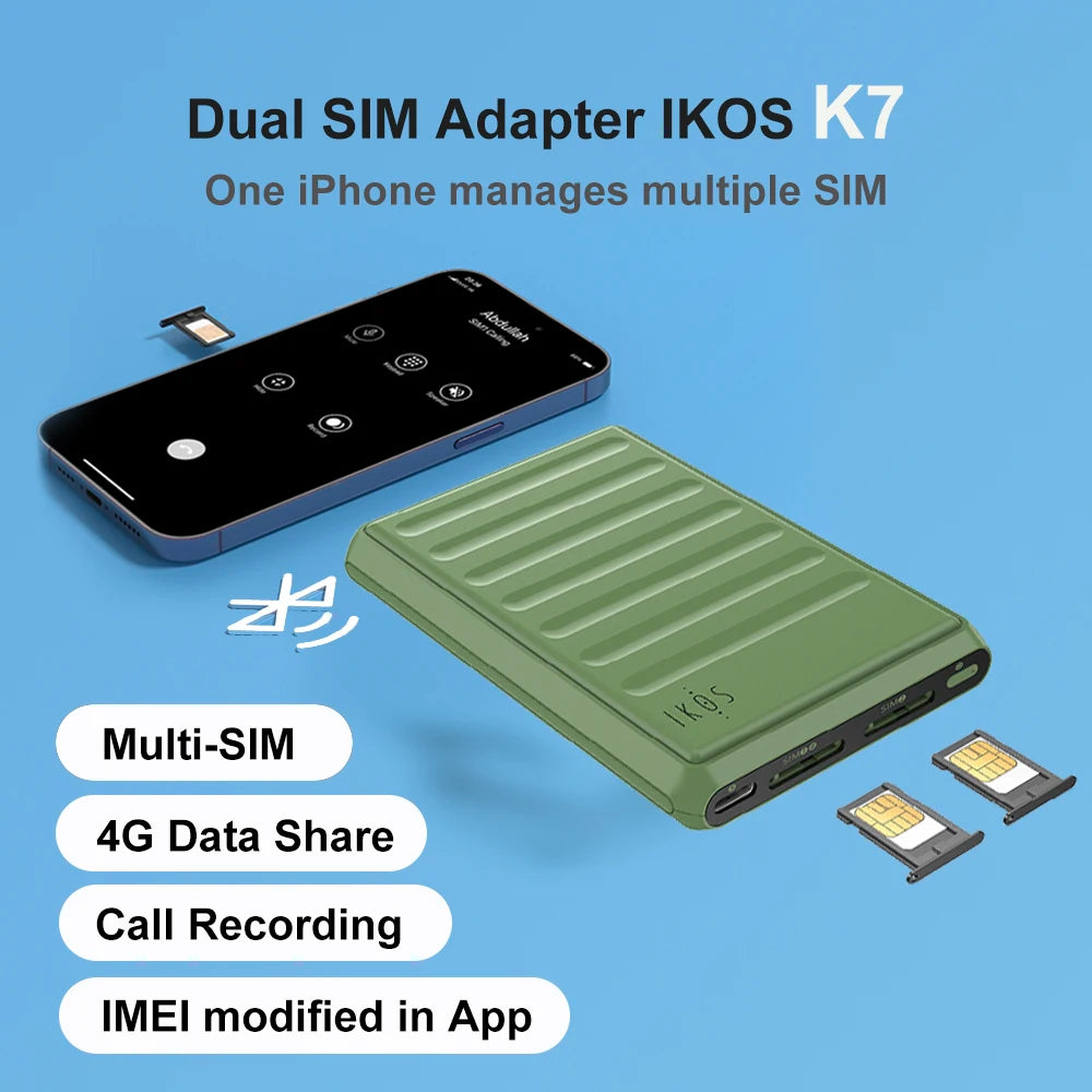 iKOS K7 Share Call/SMS/Data Dual Sim Adapter For iphone/ipad/ipod – Phonetive.pk