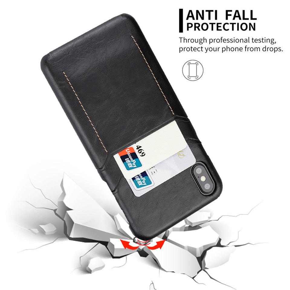 Black Luxury Leather Slim Back Card Holder Case for iPhone – Phonetive.pk
