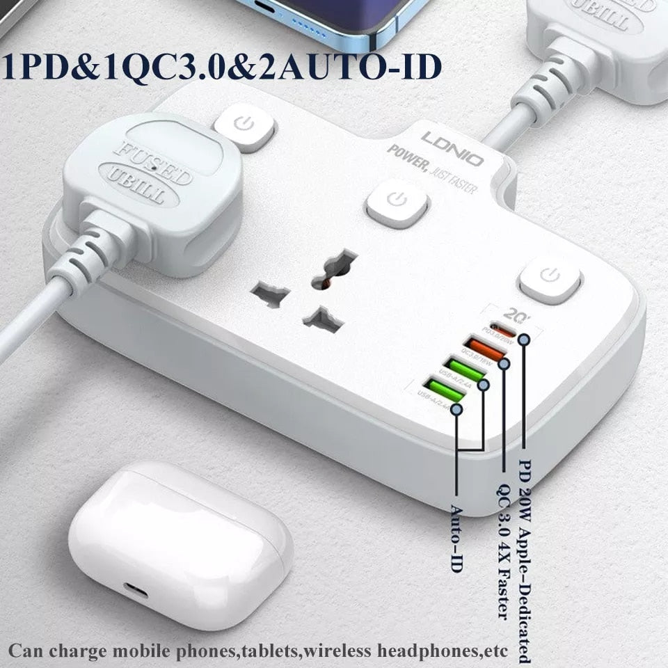 LDNIO Power Strip 4 USB Port Electrical Socket – Phonetive.pk